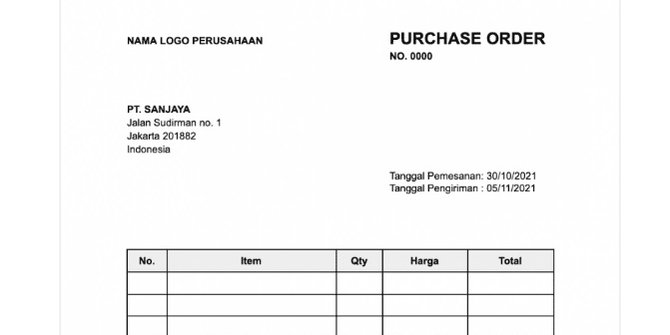 Contoh PO atau Purchase Order, Ini Pengertiannya Lengkap dengan Fungsi | merdeka.com