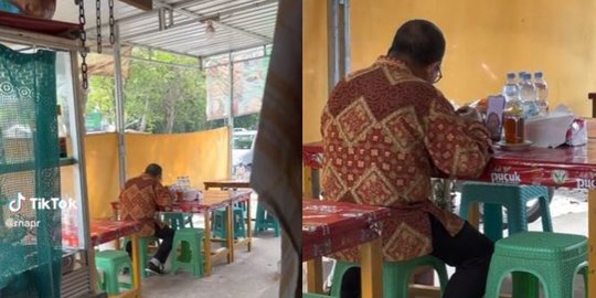 Bapak-bapak Video Call dengan Istri saat Makan di Warung, Bikin Baper