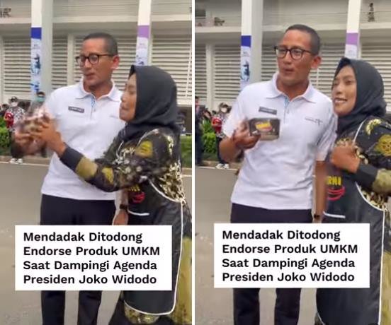 Dampingi Jokowi, Sandiaga Uno Kaget Diajak Emak-Emak Foto Pakai Ini | merdeka.com