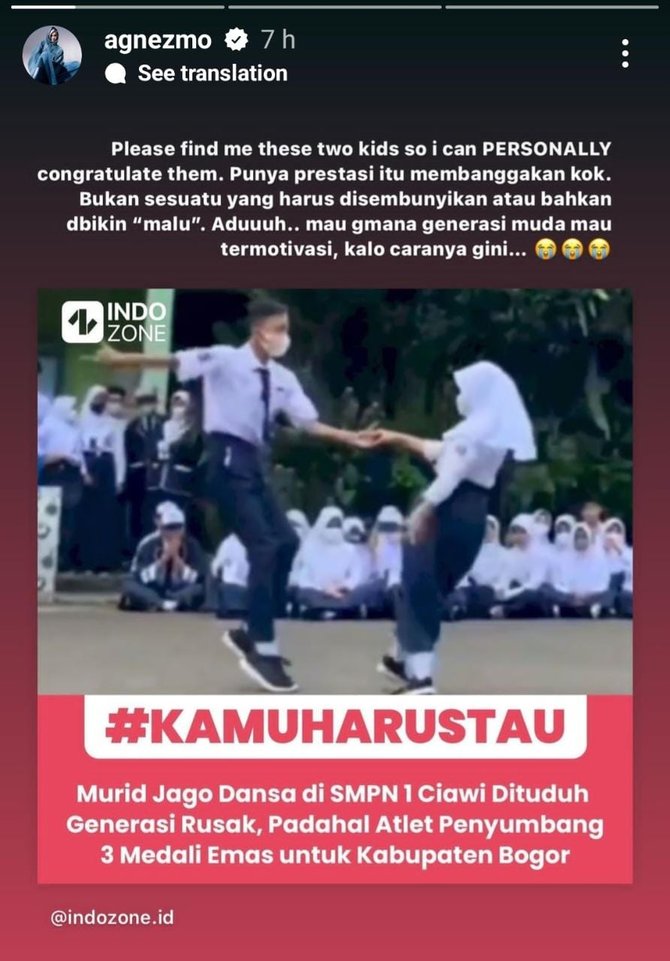 Pelajar jago Dansa Disebut Generasi Perusak, Agnez Mo: Tolong Pertemukan Saya | merdeka.com