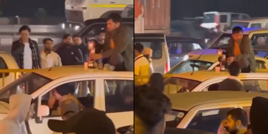 Viral Pria Duduk di Atas Mobil saat Hadapi Kemacetan, Aksinya Curi ...