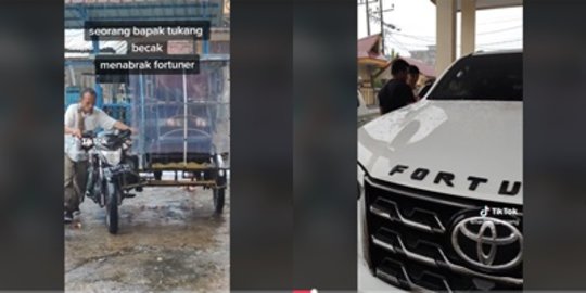 Wajah Pasrah & Bingung Bapak Tukang Becak Tabrak Mobil Mewah, Endingnya Bikin Haru | merdeka.com