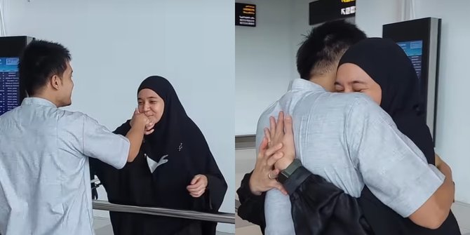 5 Momen Dimas Seto Jemput Dhini Aminarti Pulang Umrah, Bikin Baper | merdeka.com