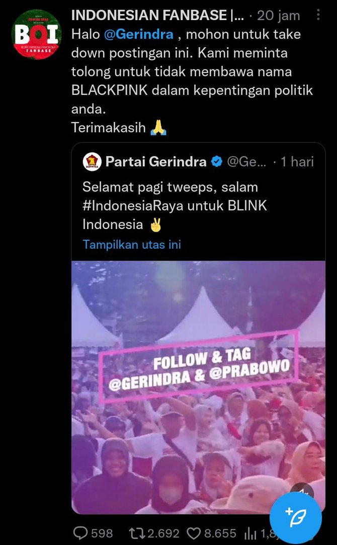 Adakan Giveaway Tiket Konser Blackpink, Unggahan Partai ini Dikritik ...