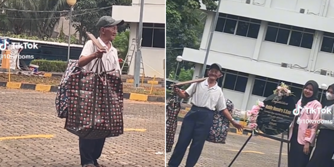 Mahasiswi yang Sudah Sidang Ini Ajak Kakek Penjual Kerupuk Foto Bareng, Banjir Pujian | merdeka.com