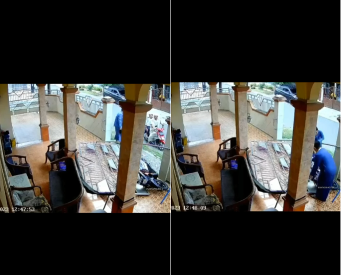 Momen Apes Pengendara Motor Nyungsep Usai Tabrak Pagar Rumah, Aksinya Terekam CCTV | merdeka.com