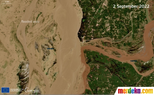 Foto : Penampakan Satelit Saat Banjir Pakistan Membentuk Danau Raksasa ...