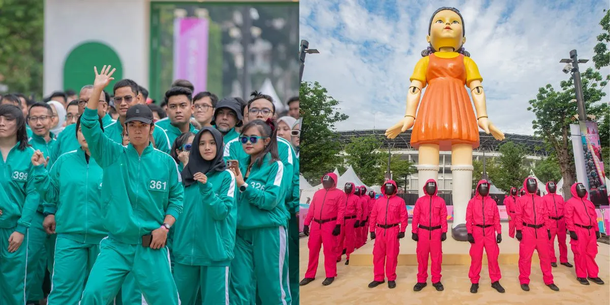 Lebih dari 900 Penggemar 'SQUID GAME' Bermain Red Light Green Light di GBK bersama Para Atlet ...