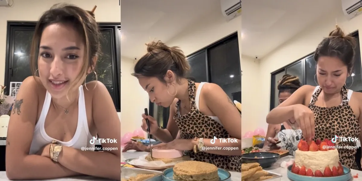 10 Potret Jennifer Coppen Membuat Sendiri Kue Ulang Tahun Kamari, Tak Kuasa Bendung Air Mata ...