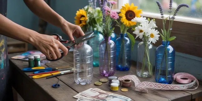 7 Langkah Membuat Vas Bunga dari Botol Bekas, Modal Rp 50 Ribu Bisa ...