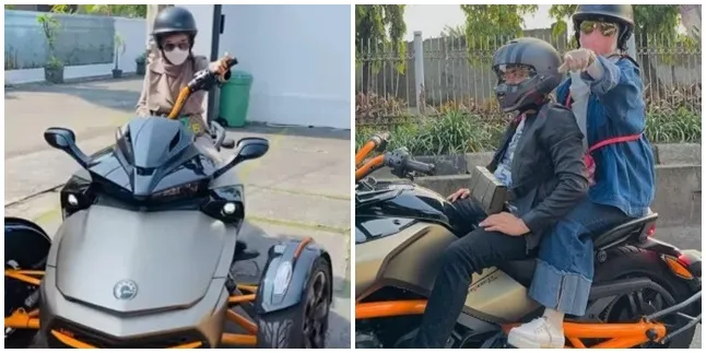 7 Potret April Jasmine When Riding Her Beloved Motorcycle, Priced at ...