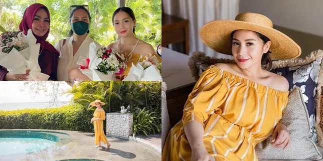 7 Portraits of Nagita Slavina Wearing Bright Yellow Dress in Bali ...