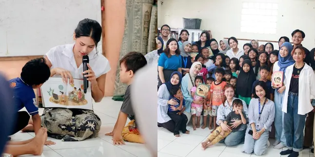 8 Portraits of Maudy Ayunda Visiting Jingga School, Reading Her ...