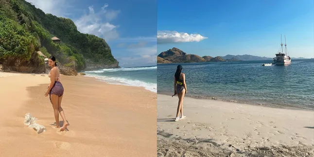 8 Photos of Anya Geraldine's Charm While Playing on the Beach, Showing Body Goals and Looking ...