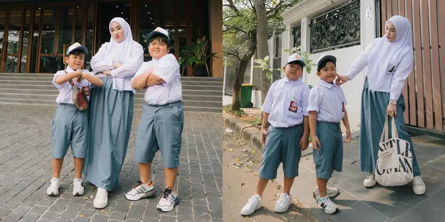 8 Photos of Ririe Fairus Wearing High School Uniform with Her Two Sons ...
