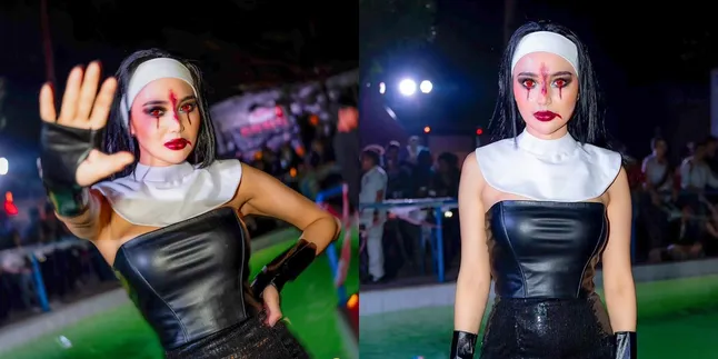 8 Photos of Wika Salim as Valak 'THE NUN' When Celebrating Halloween ...