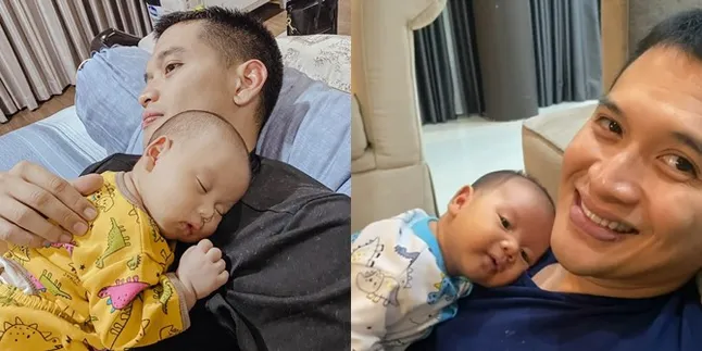 Photo of Baby Athar Sleeping on Rezky Aditya's Chest, So Cute with His ...