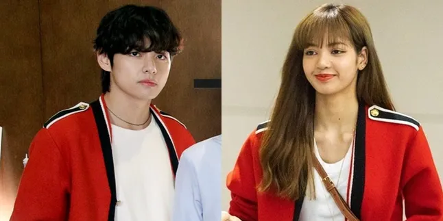 Portrait of V BTS and Lisa BLACKPINK Wearing the Same Cardigan from ...